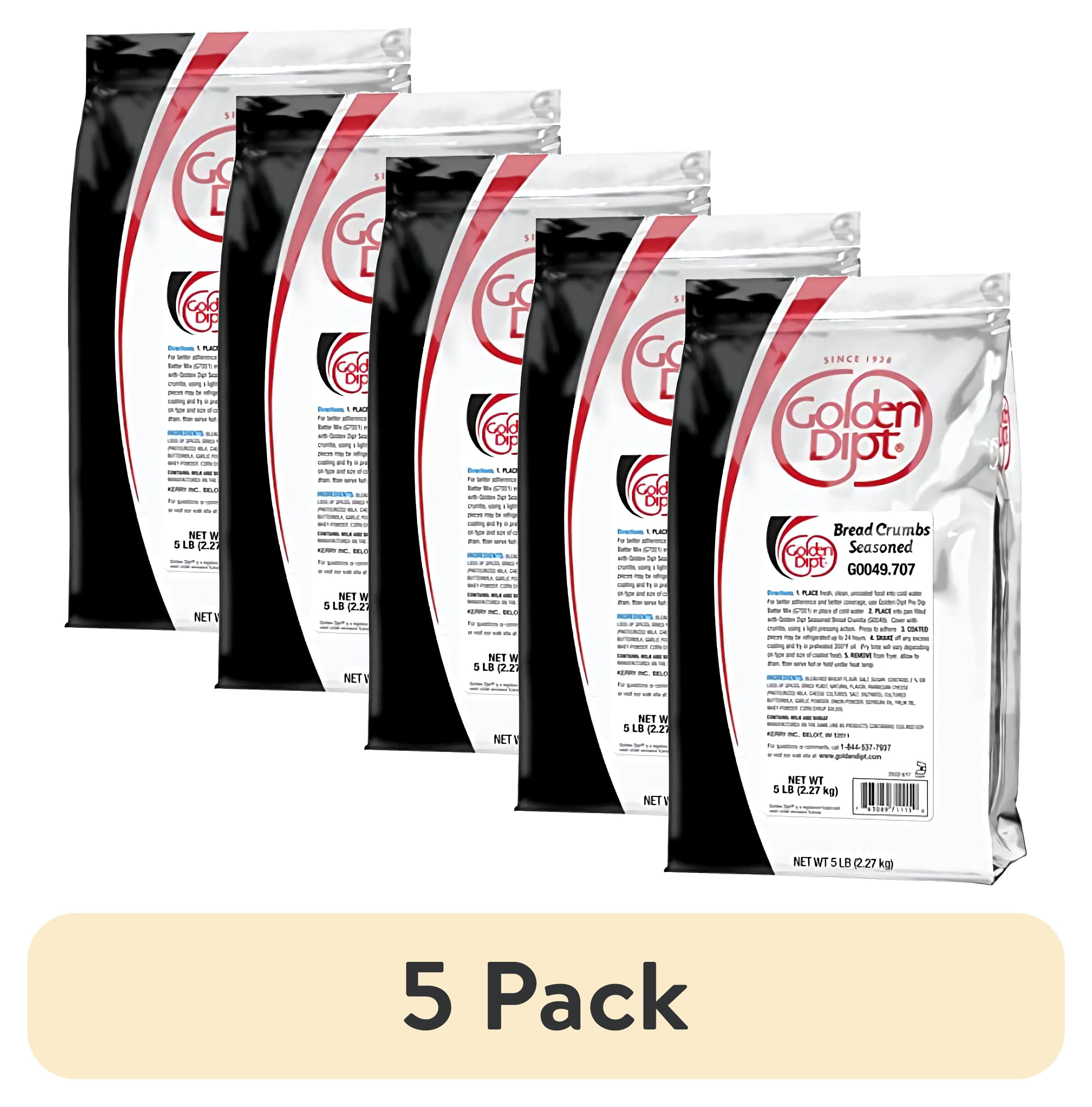 (5 pack) Seasoned Bread Crumbs by Golden Dipt | Bulk 4 Pound Bag ...