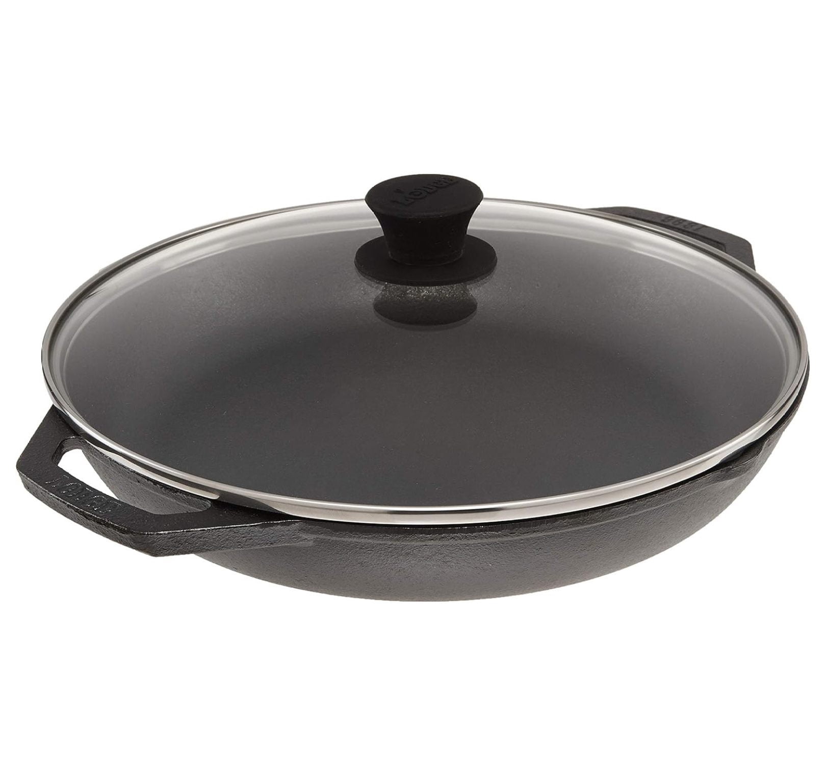 Seasoned Cast Iron 12 Inch Everyday Pan with Tempered Glass Lid, Black ...