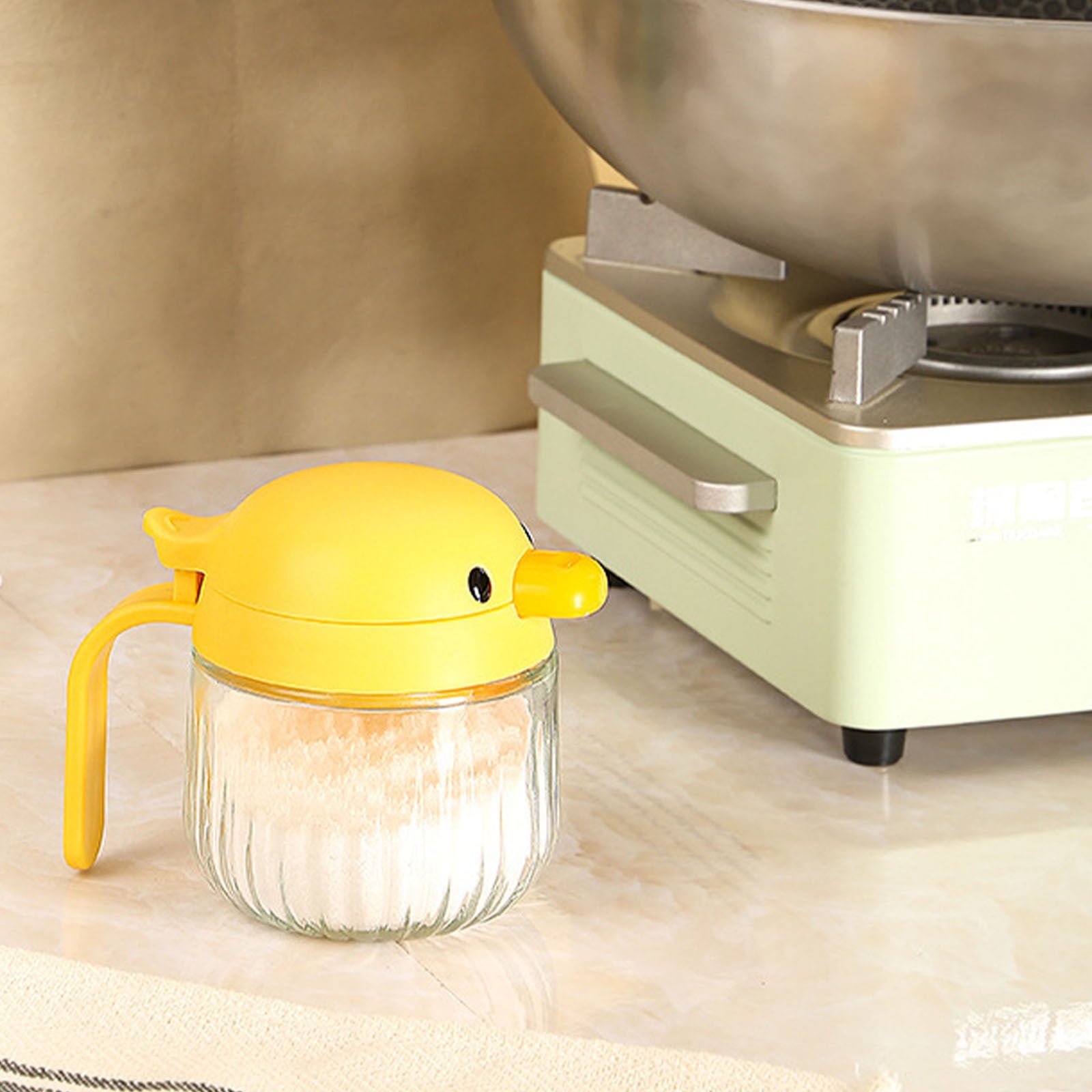 Seasoning Bottle Glass Dispenser | Automatic Flip Lid | Non-Drip Spout ...