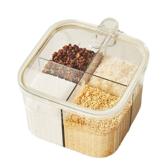 Seasoning Box, 4 Compartment Clear Seasoning Storage Container for ...