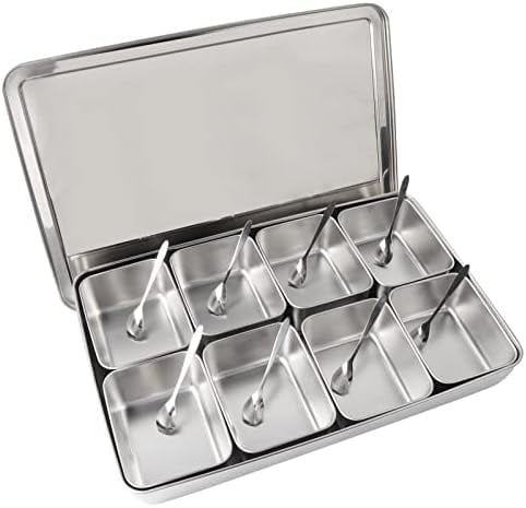 Seasoning Box, 8 Grid Aluminium Alloy Seasoning Box Storage Container ...