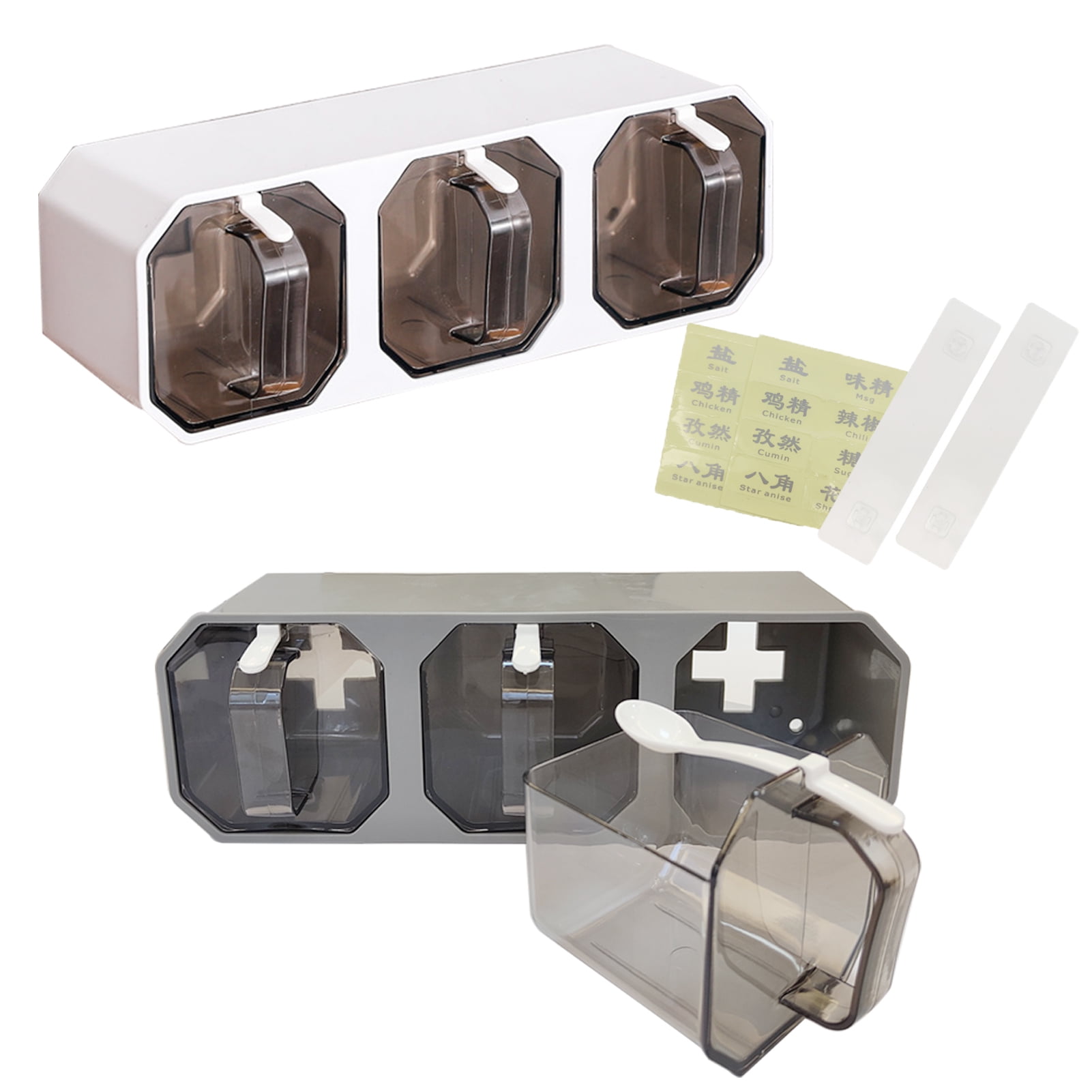 Seasoning Box, Kitchen Wall Mounted Seasoning Containers Condiment Jar ...