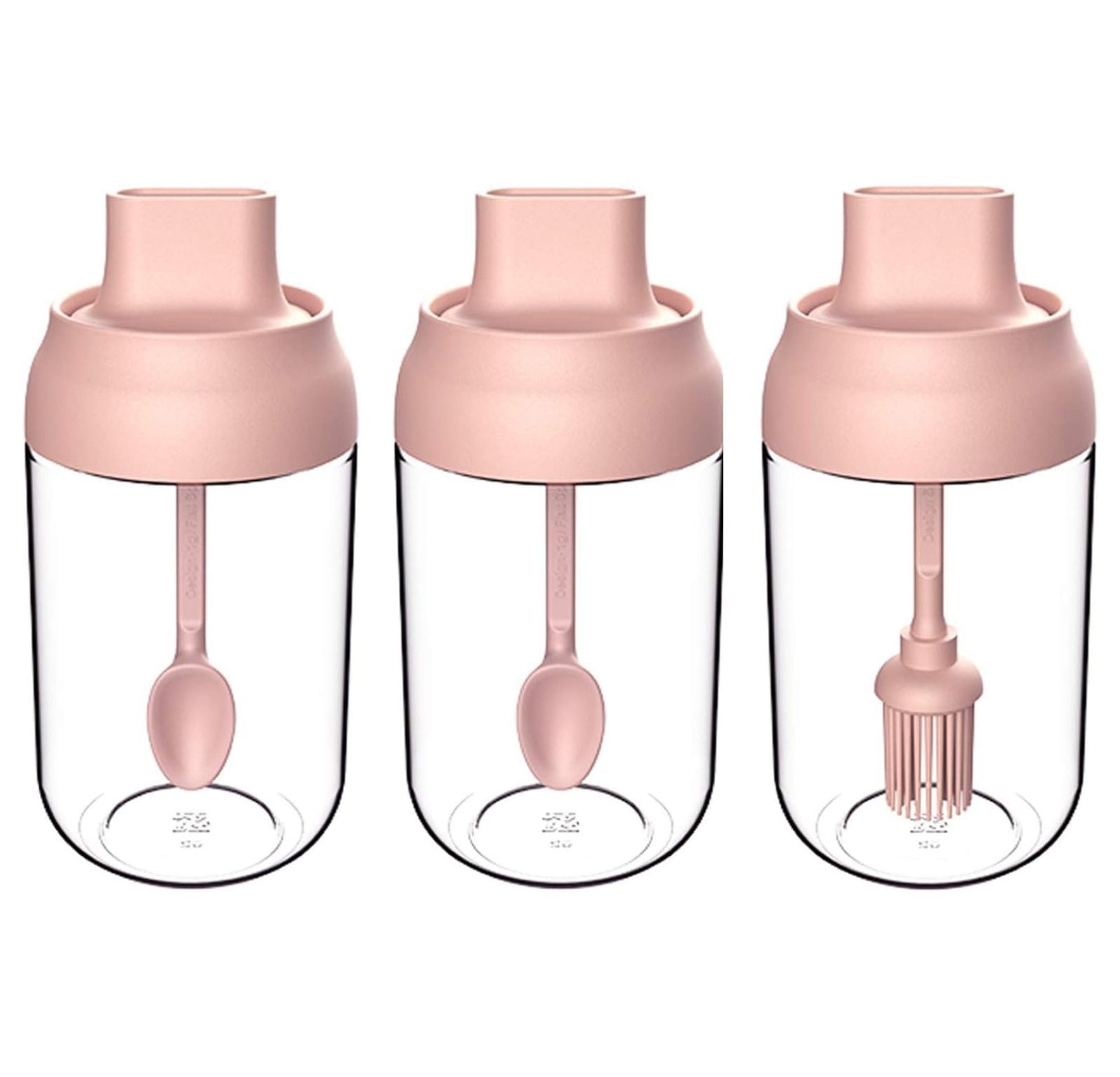 Seasoning Box Set of 3 Spice Jars 8.45 oz Salt Sugar Glass Condiment ...