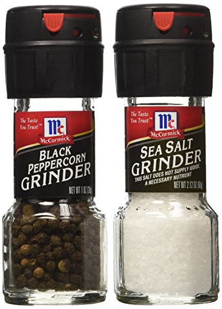 McCormick Sea Salt 2.12 Oz, Black Peppercorn Grinder 1 Oz, Seasoning ...