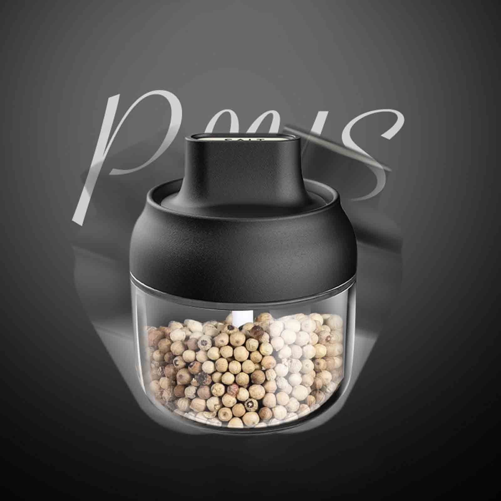 Seasoning Dispenser Bottle, Glass Sauce Container with Spoon Cover ...