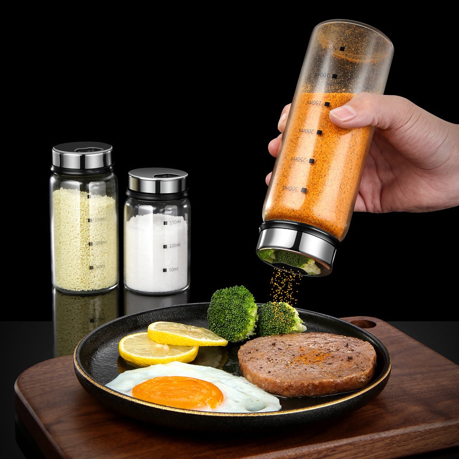 Seasoning Jar,Scale 4 Spice Kitchen Chili Jar With Scale 4 Jars Kitchen ...