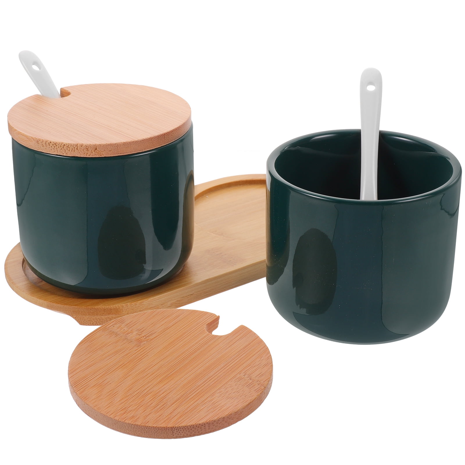 Seasoning Jar Set Condiment Bottles Ceramic Containers with Lids Pepper ...