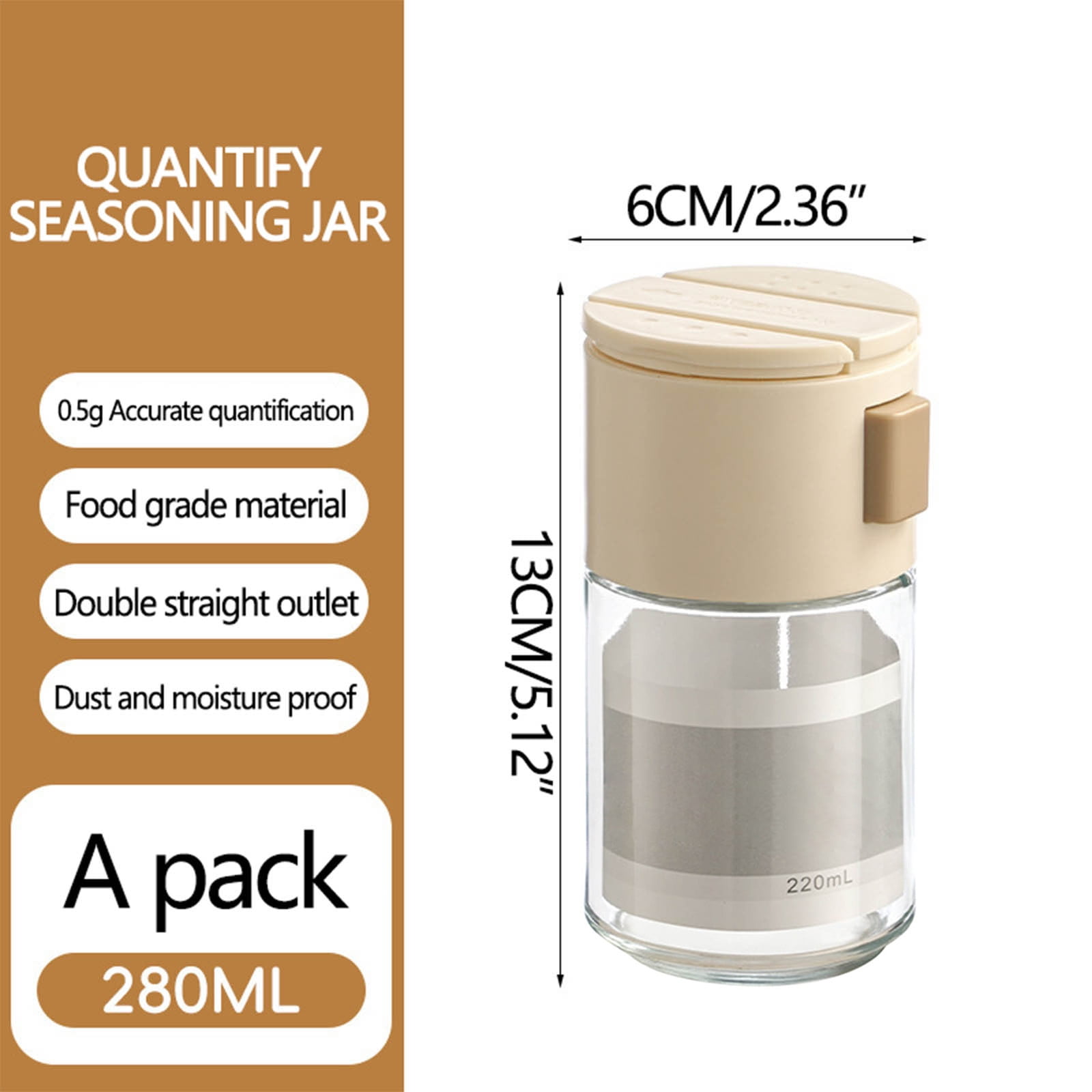 Seasoning Jar Shaker - Kitchen Spice Container | Condiment Storage ...