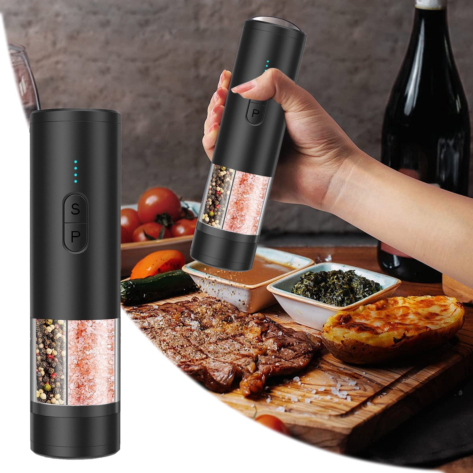 Seasoning And Pepper Grinder Set 2 In 1 USB Rechargeable Automatic And ...