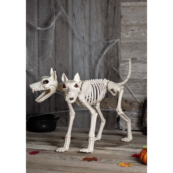 Seasons 3 ft Animated Two-Headed Doberman Dog Skeleton Halloween ...
