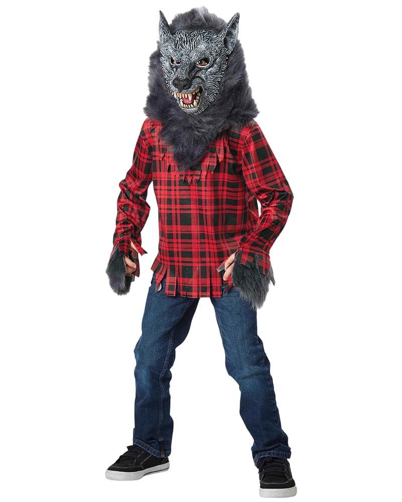 SEASONS Boys 8-10 US Scary Full Moon Werewolf Halloween Costume - Gray ...
