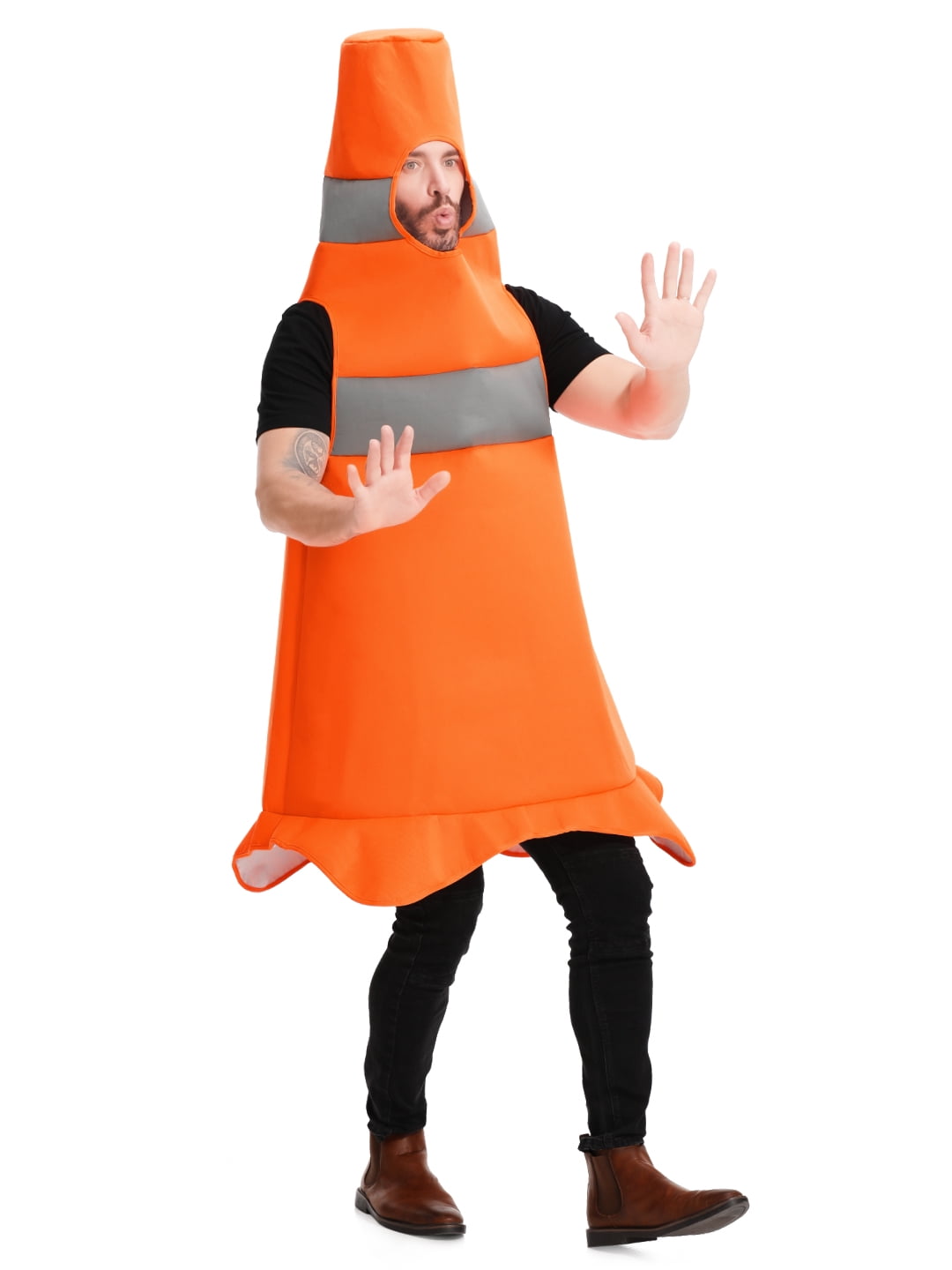 Seasons Construction Cone Costume for Adult, Black Light Responsive ...