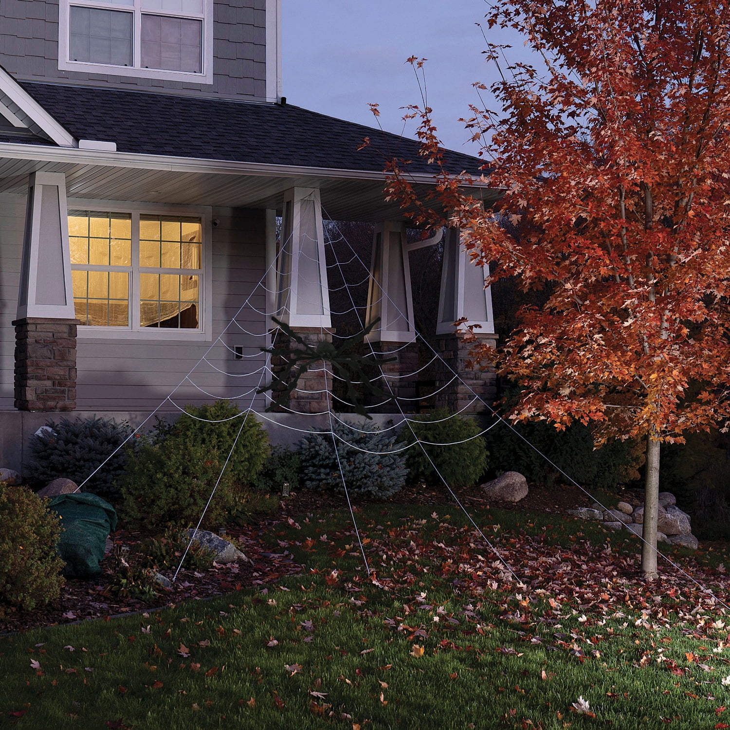 Seasons Giant Posable Spider with Mega Yard Web Outdoor Halloween ...