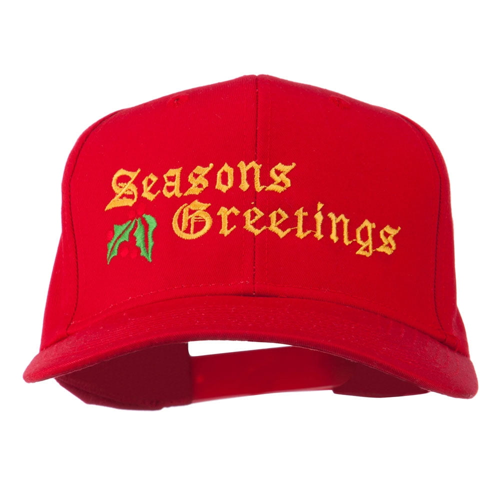 Seasons Greetings Embroidered Cap - Red OSFM - Walmart.com