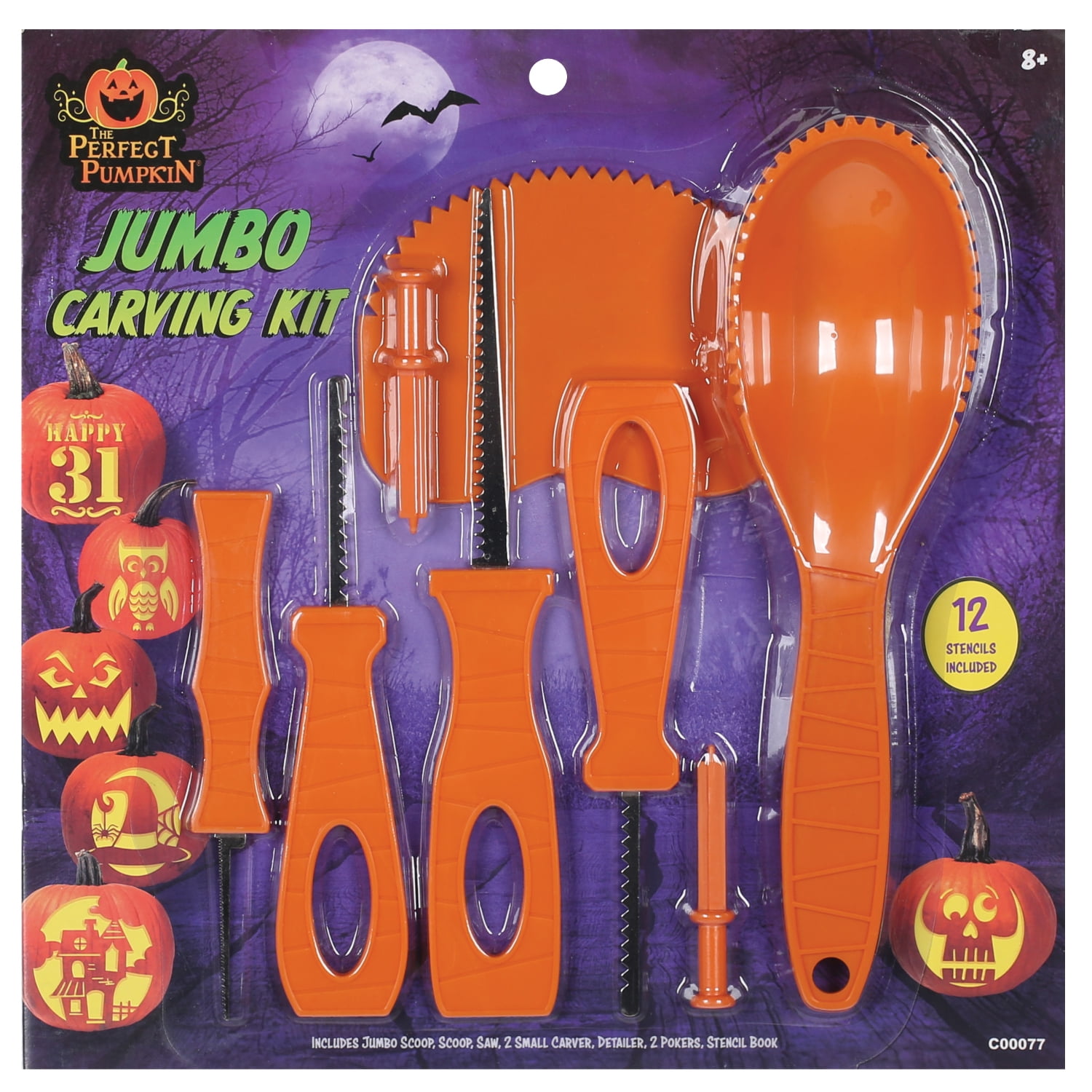 Seasons Halloween Jumbo Carving Kit with 12 Stencils, Pumpkin Halloween ...