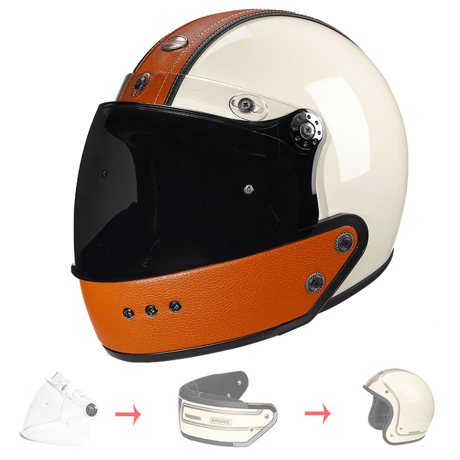 Seasons Motorcycle Helmets,Men Women Retro Full Face Helmet,Style ...