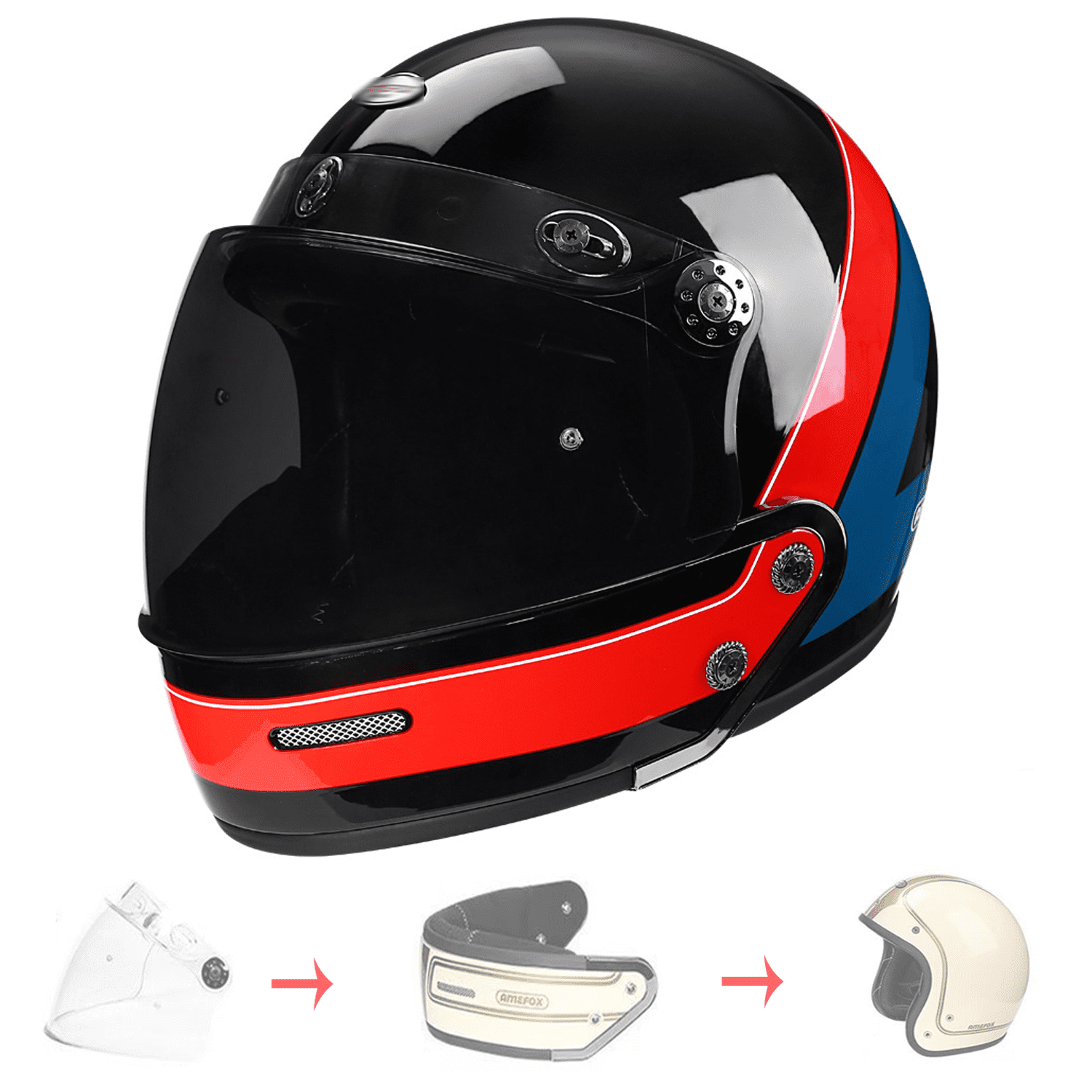 Seasons Motorcycle Helmets,Men Women Retro Full Face Helmet,Style ...