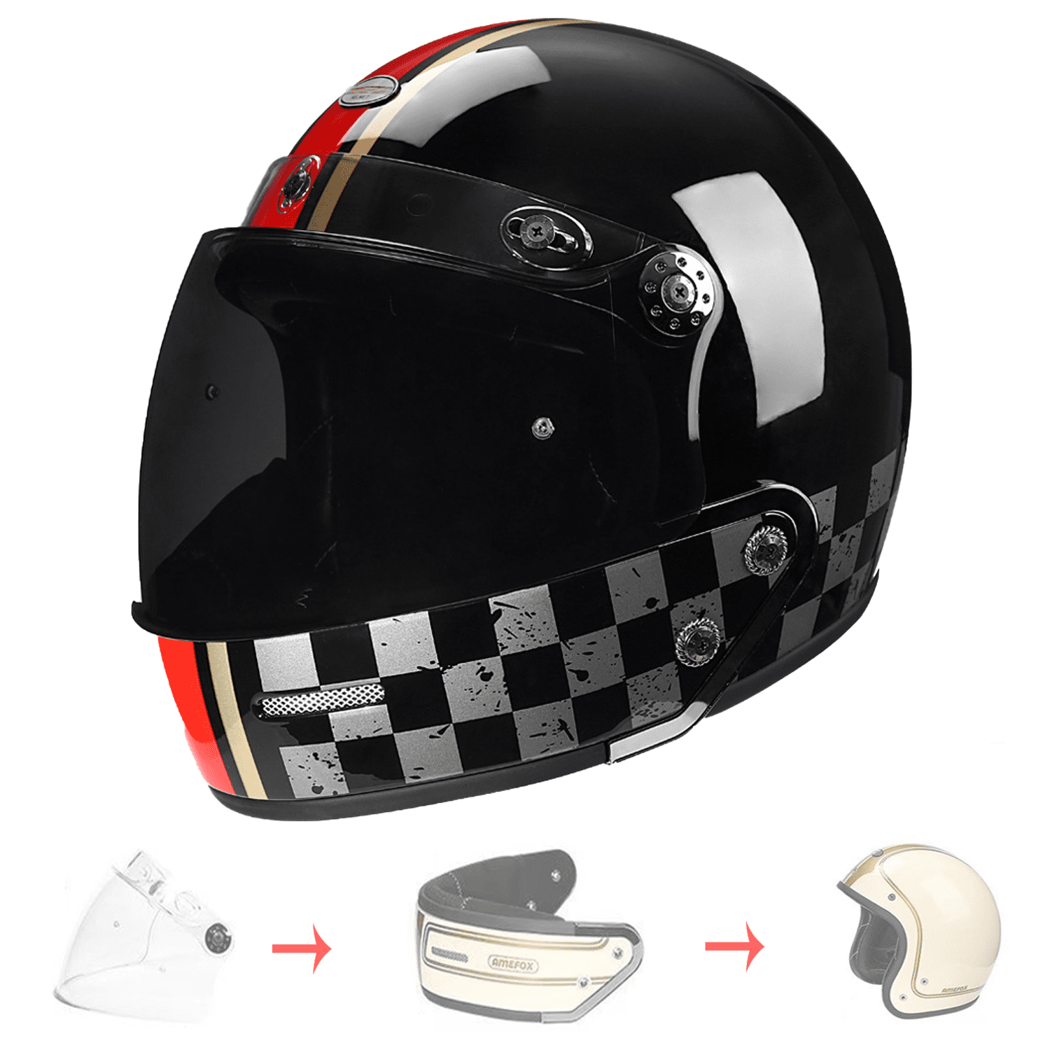 Seasons Motorcycle Helmets,Men Women Retro Full Face Helmet,Style ...