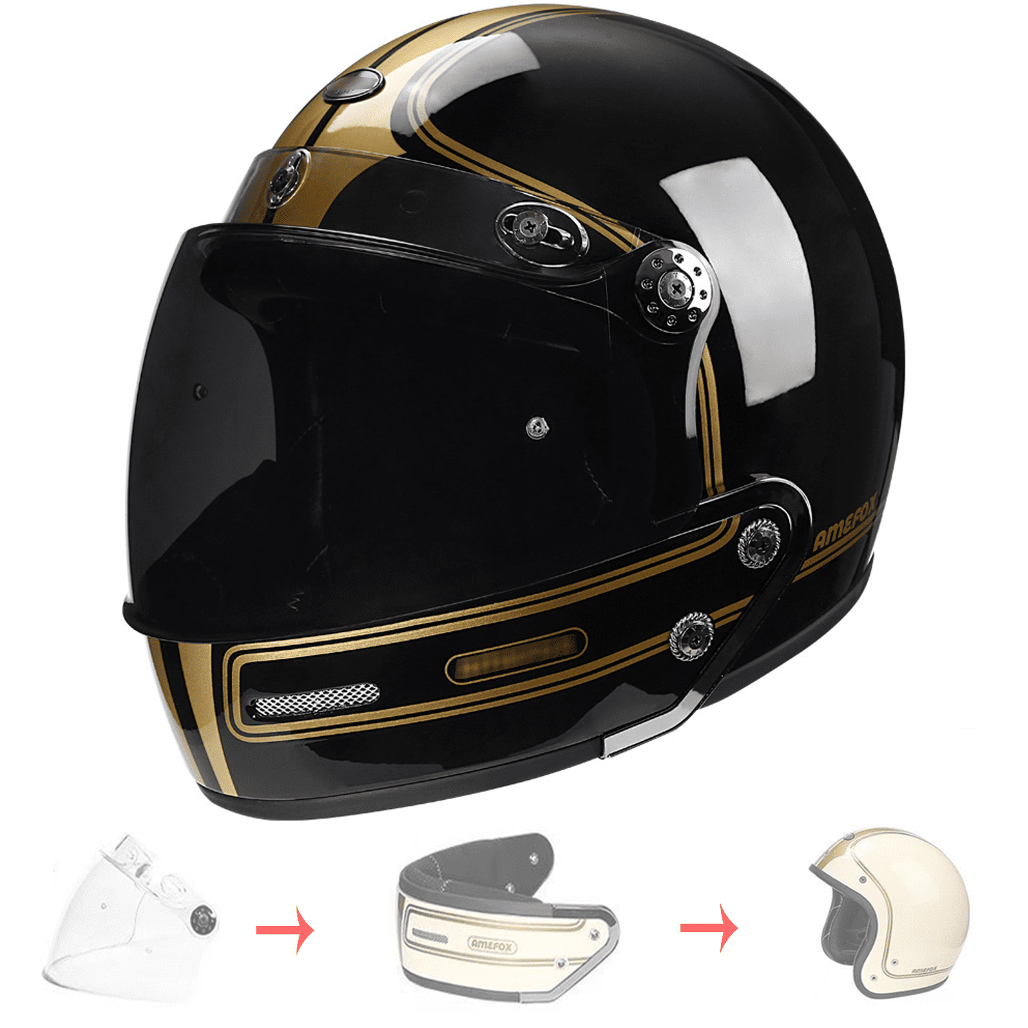 Seasons Motorcycle Helmets,Men Women Retro Full Face Helmet,Style ...