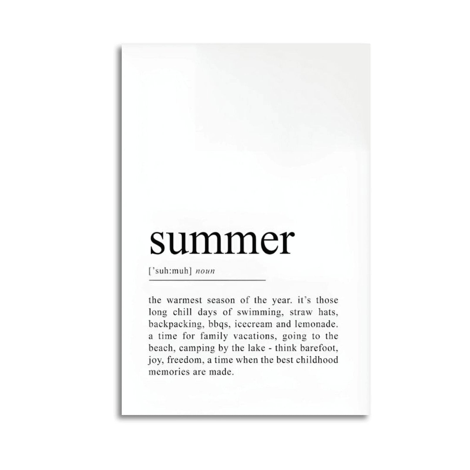 Seasons Poster,Summer Definition Poster Wrapped Wooden Frame Wall Decor ...