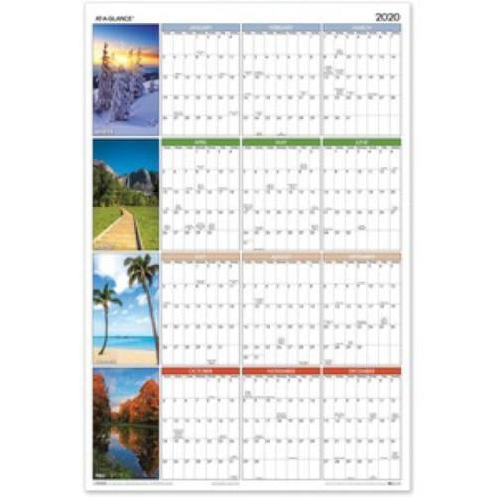 AT-A-GLANCE Seasons in Bloom Erasable Wall Calendar - Yearly Wall ...