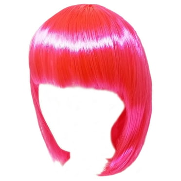Hot Pink Bob Wig Adult Halloween Accessory - Walmart.com
