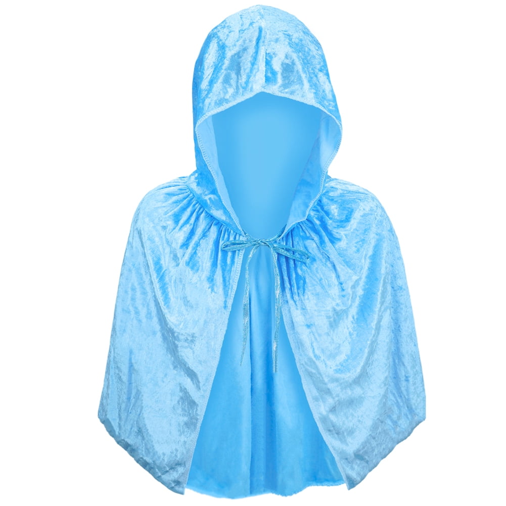SeasonsTrading Adult Light Blue Velvet Hooded Cape Capelet - Princess ...