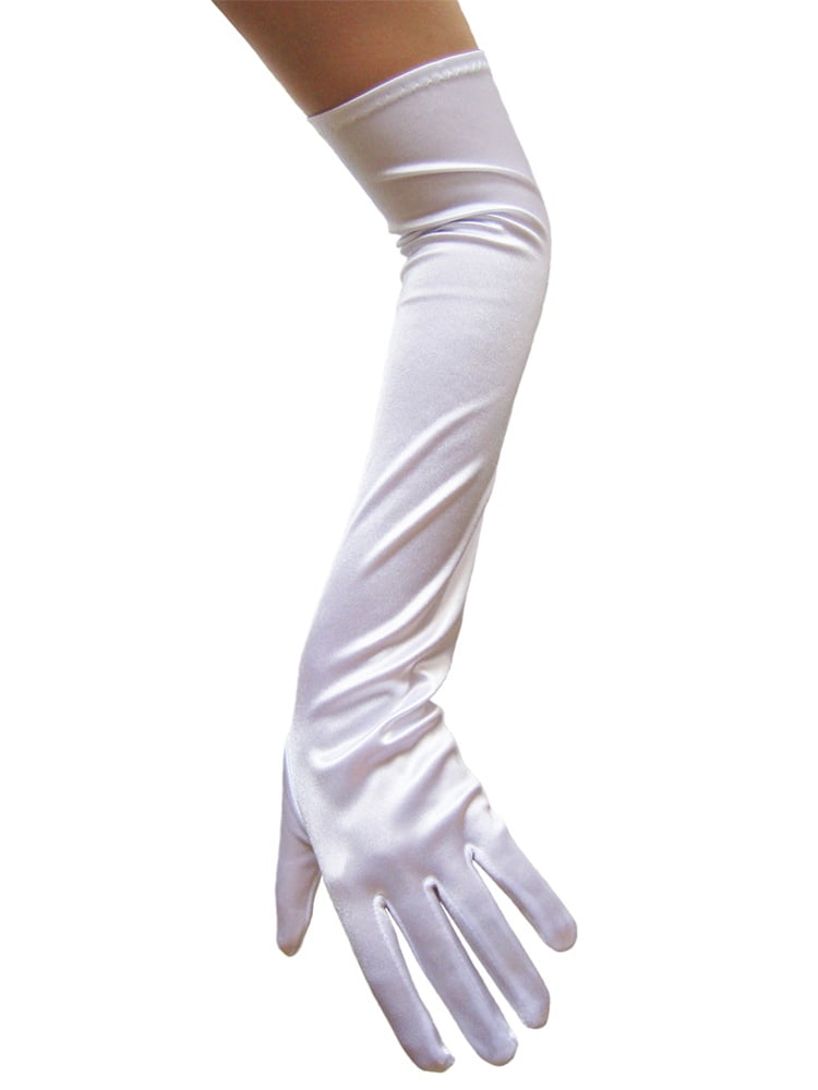 SeasonsTrading Formal Long White Satin Gloves for Adult - Bridal ...