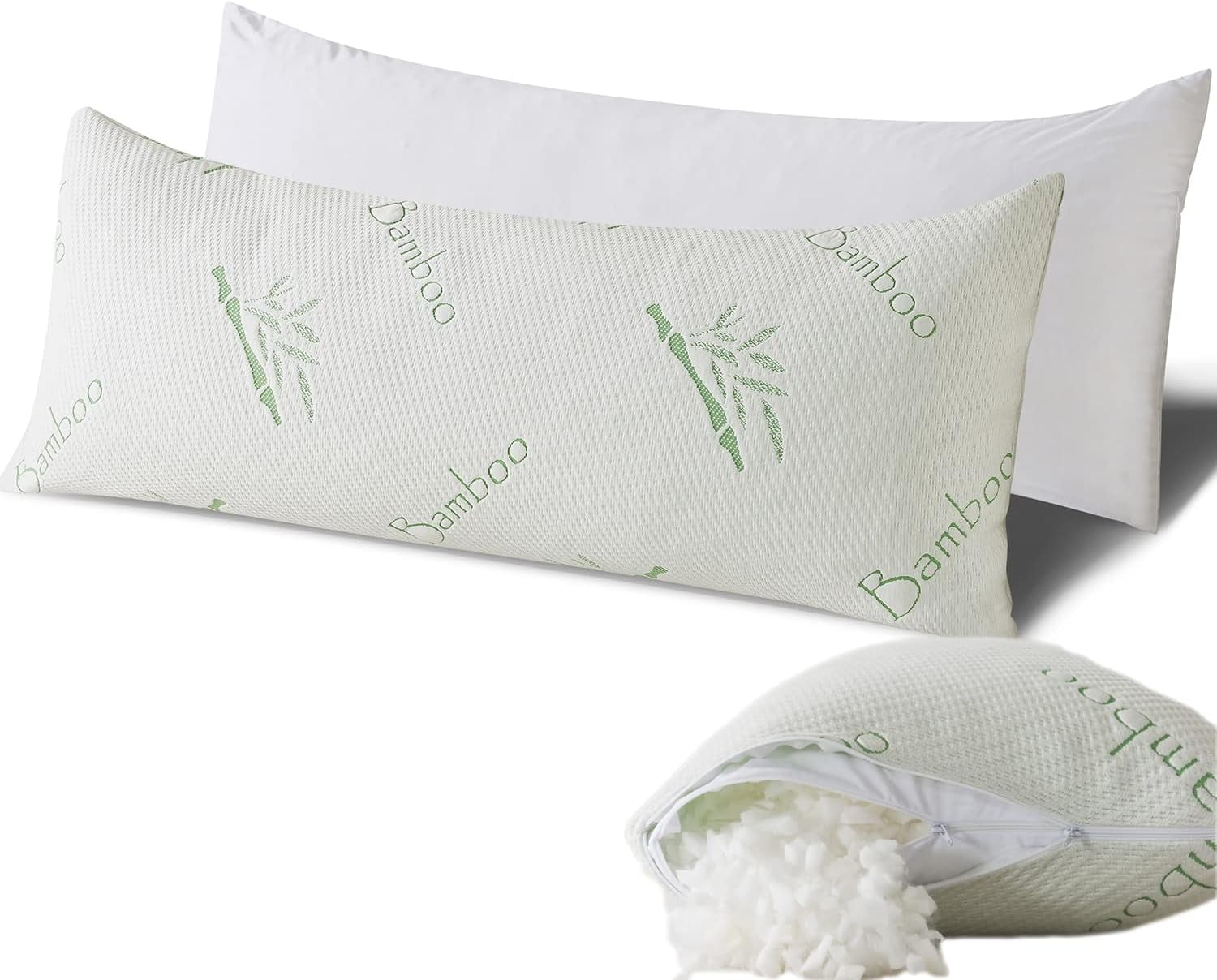 "Seasonwood 20""x 50"" Bamboo Body Pillow with Memory Foam, Full ...