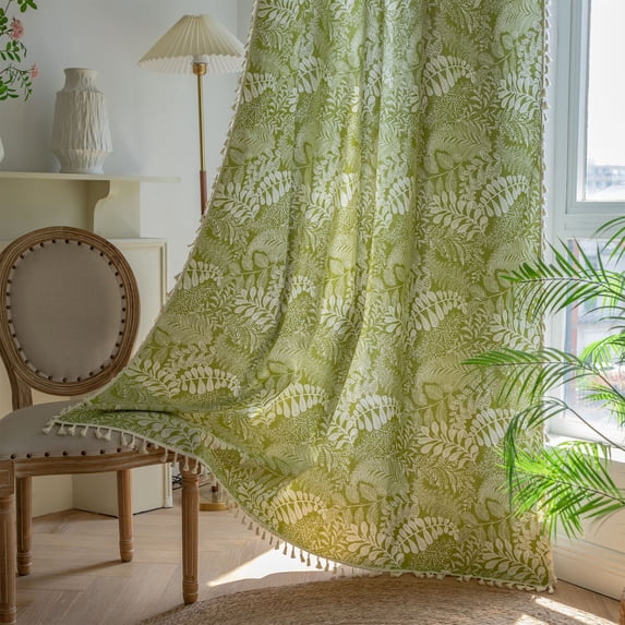 Seasonwood Leaf Curtains for Living Room Rod Pocket Farmhouse Linen ...