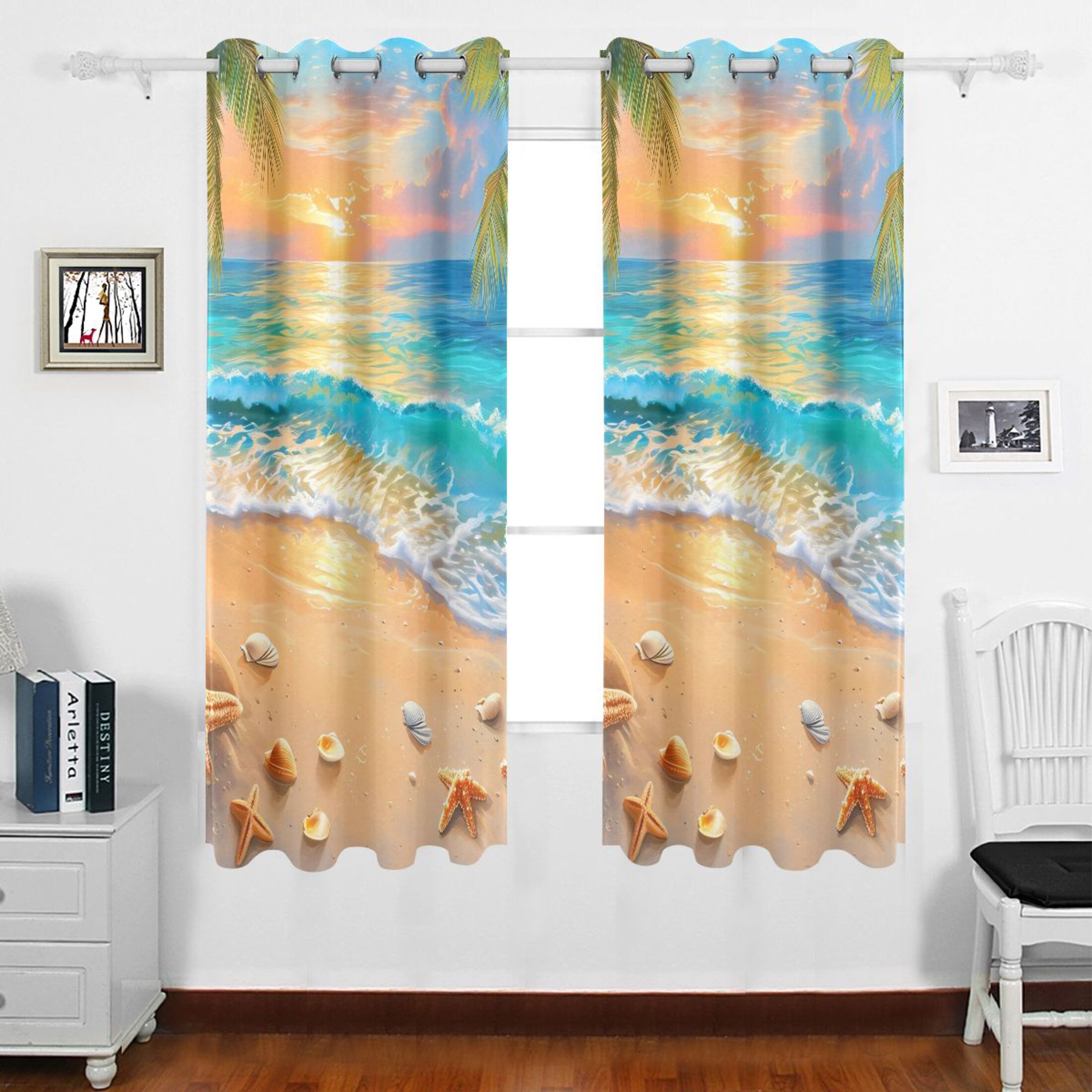 Seastar Beach Sunset Grommet Blackout Curtains Thermal Insulated Window ...