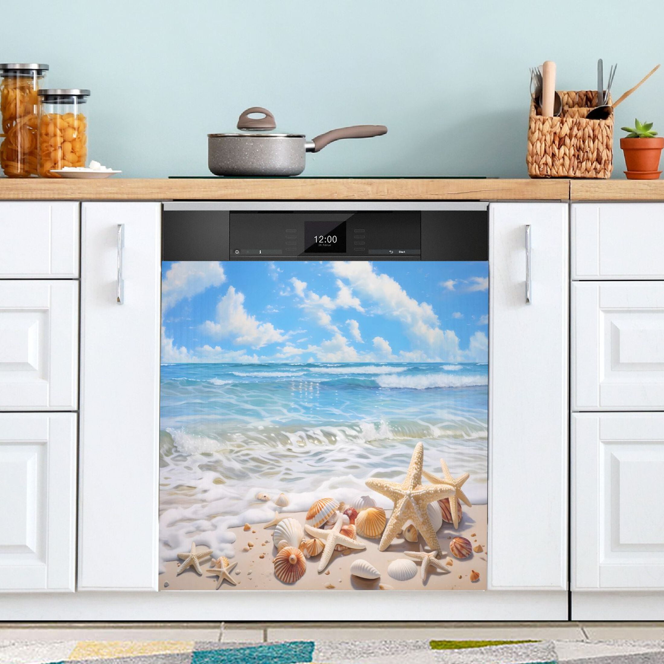 Seastar Seashell on Beach Magnetic Dishwasher Cover Magnet Refrigerator ...