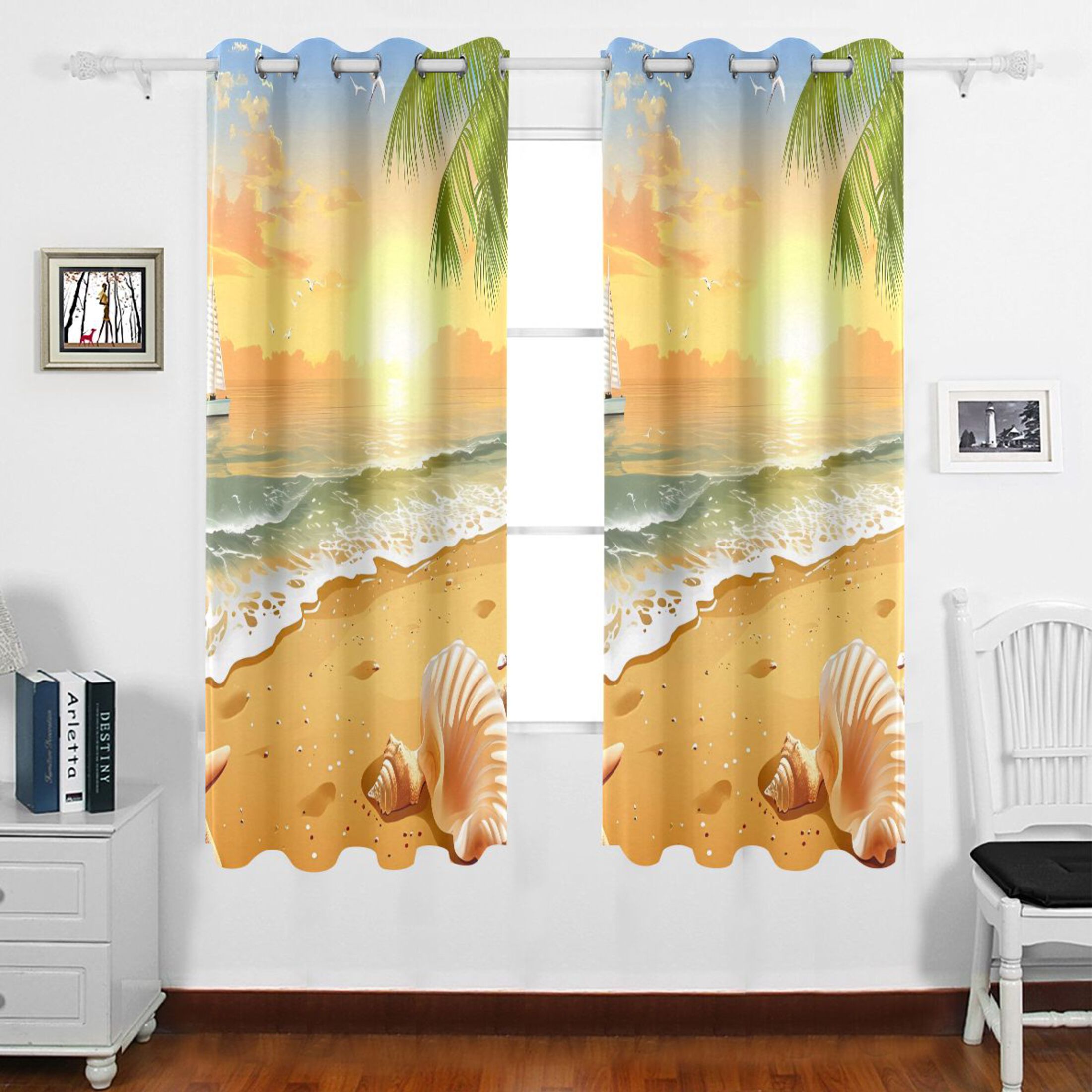 Seastar Seashell with Sunset Grommet Blackout Curtains Thermal ...