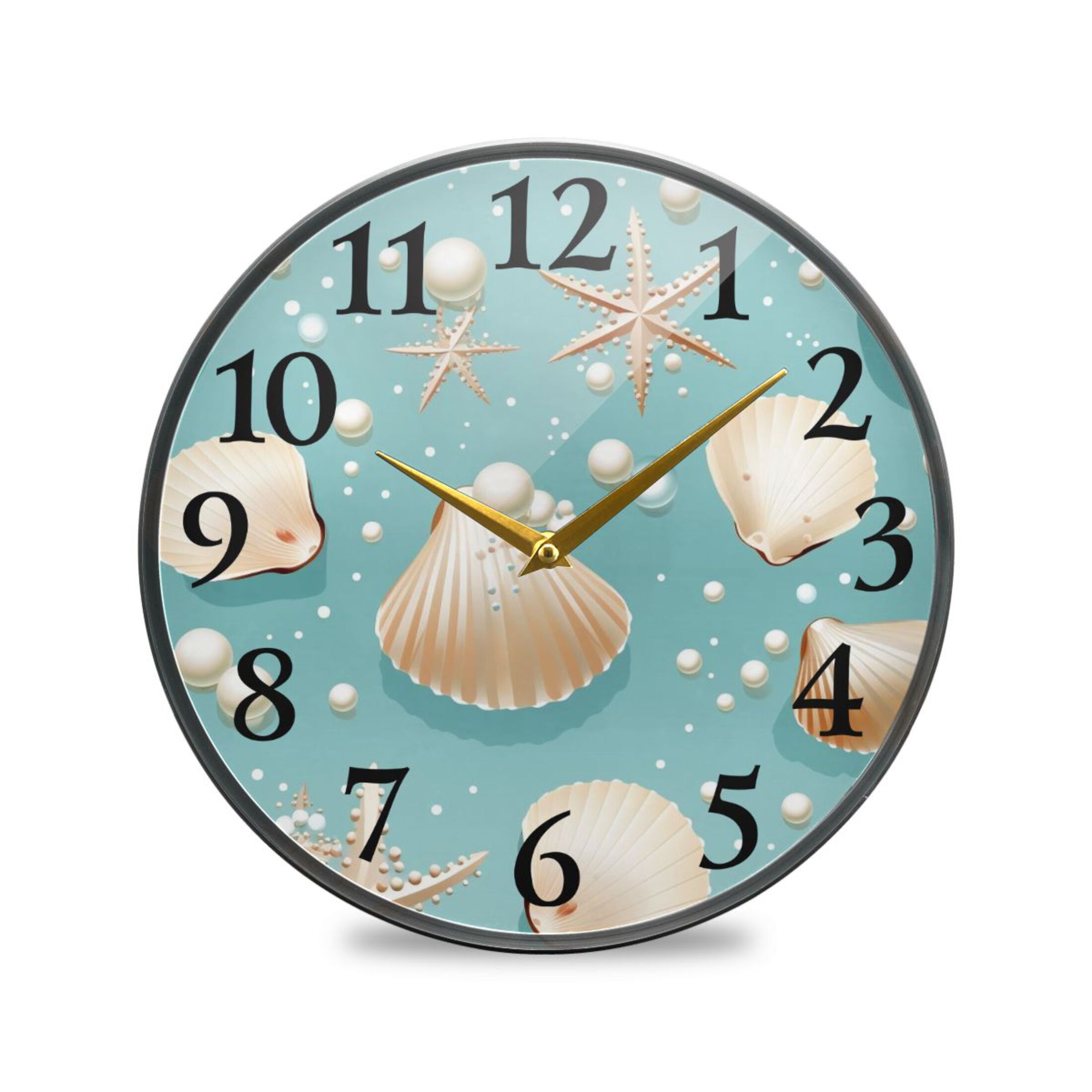 Seastar Seashells Wall Clocks Battery Operated 11.9 Inch Round Clock ...