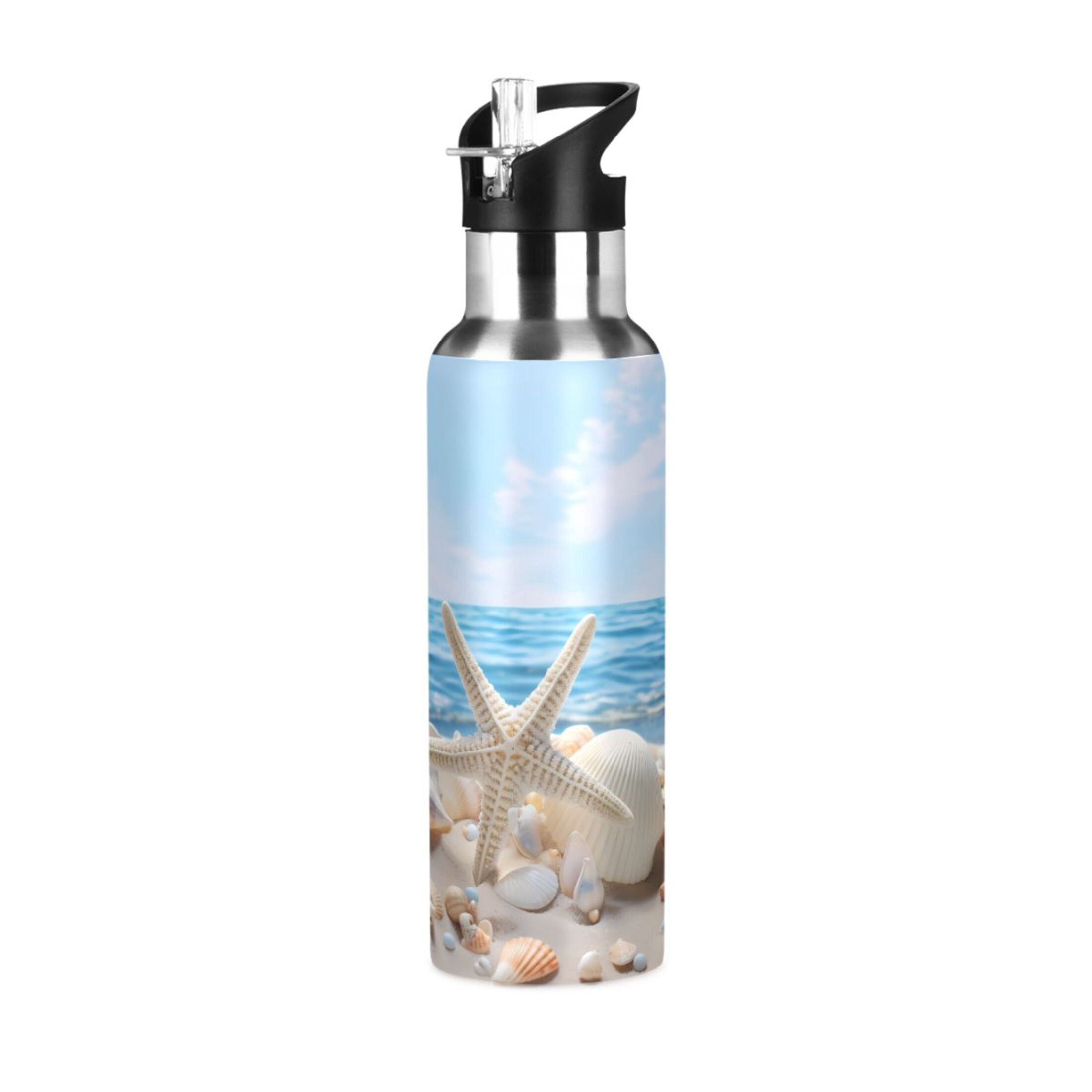 Seastar and Shells on Beach Water Bottles Insulated Thermos Kids ...