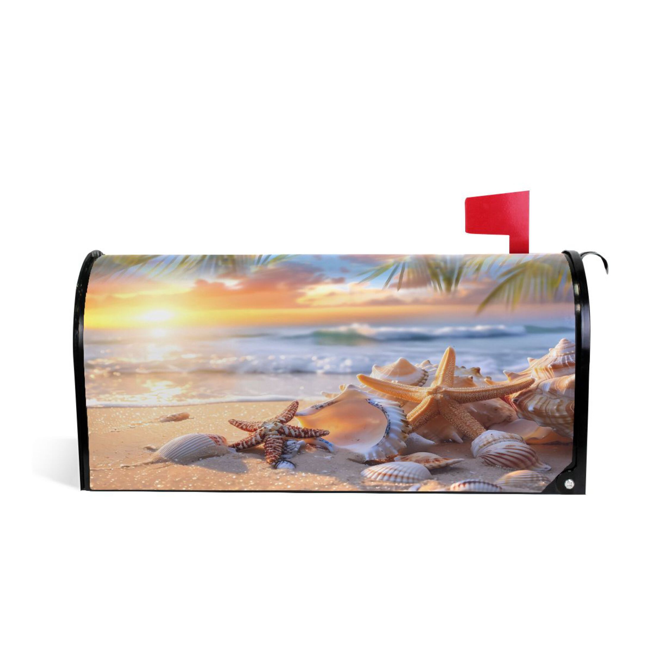 Seastar on Beach and Sunset Magnetic Mailbox Covers Post Box Wraps ...