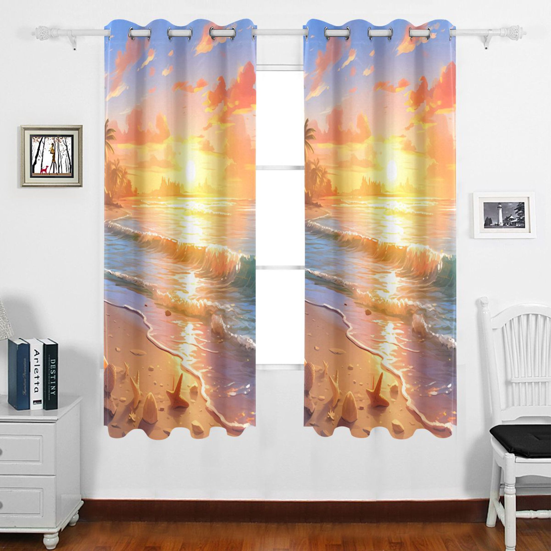 Seastar with Sunset Grommet Blackout Curtains Thermal Insulated Window ...