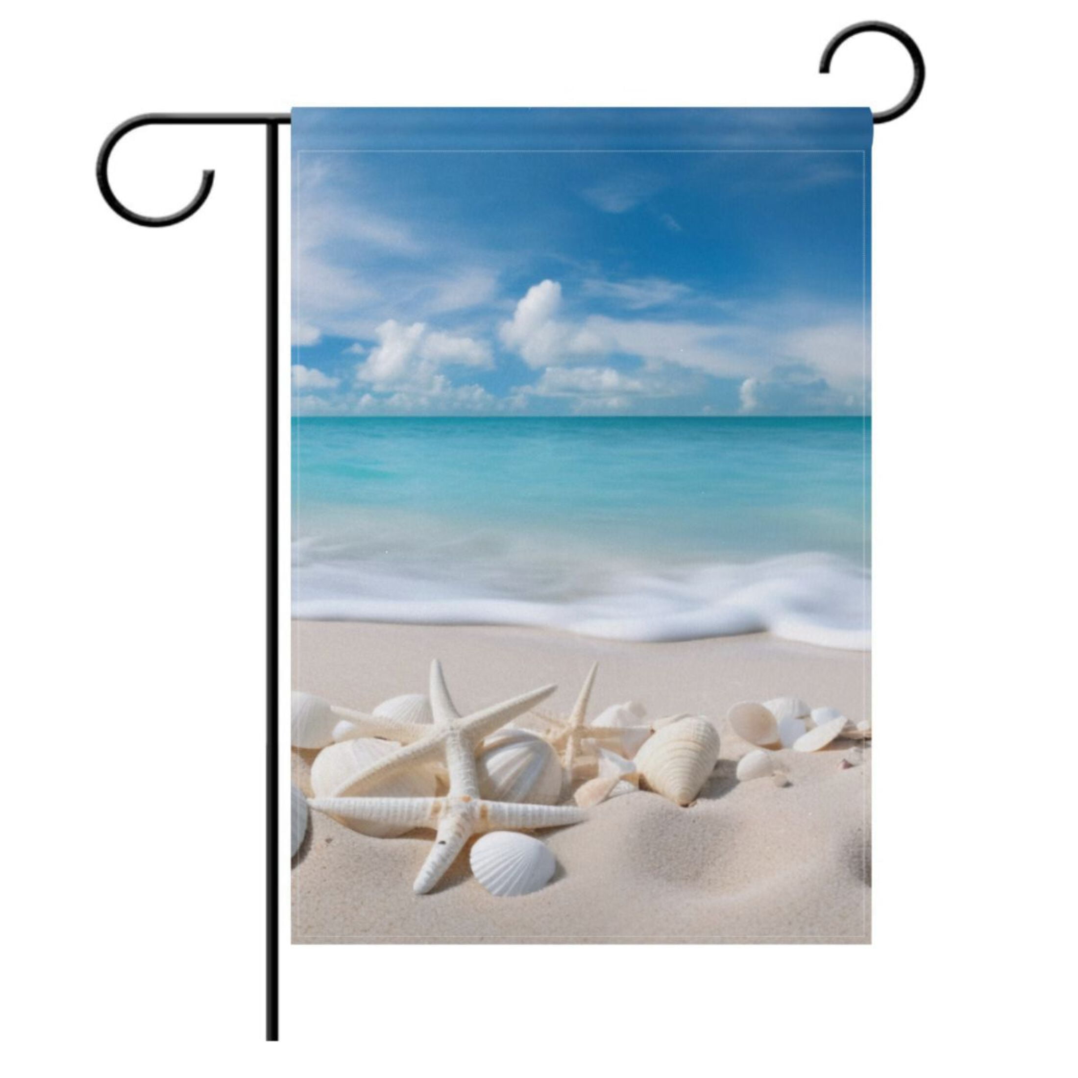 Seastars Seashells on Beach Garden Flag House Banner Double Sided ...