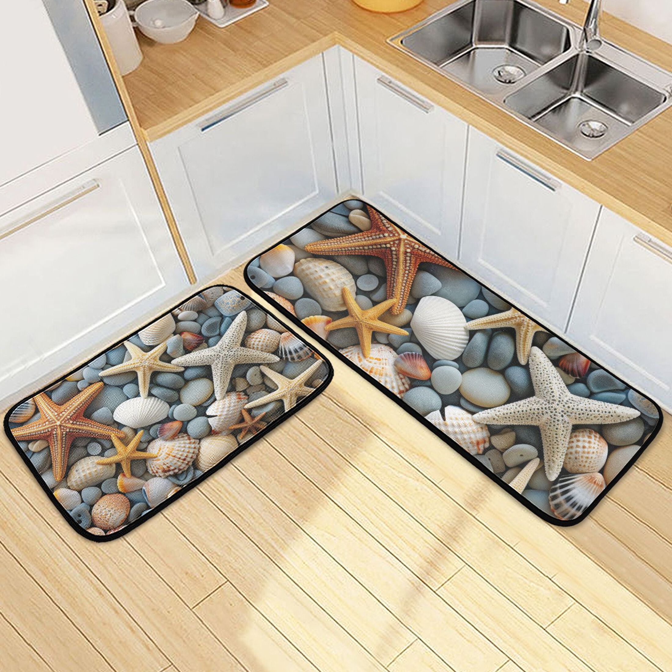 Seastars Stones Kitchen Mats Set 2 Piece Non Slip Floor Foam Rugs ...