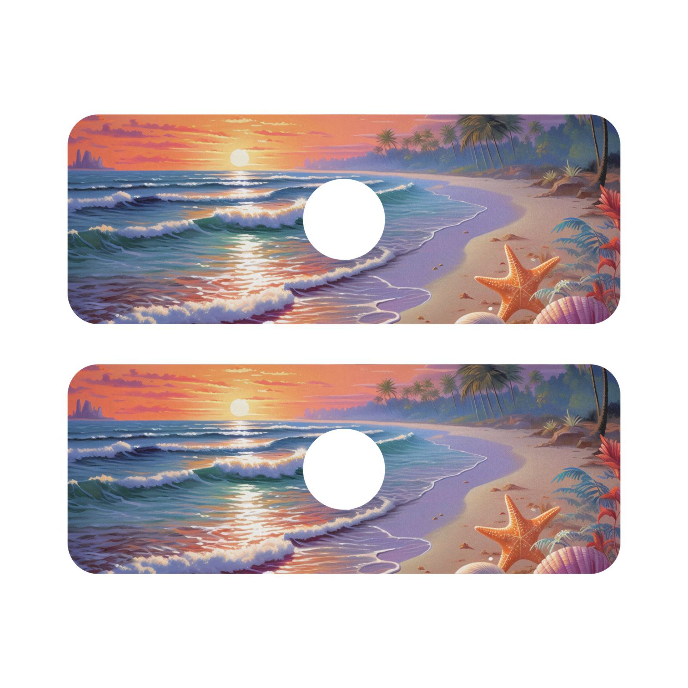Seastars on Sunset Beach 2 PCs Sink Splash Guard Set Kitchen Faucet ...