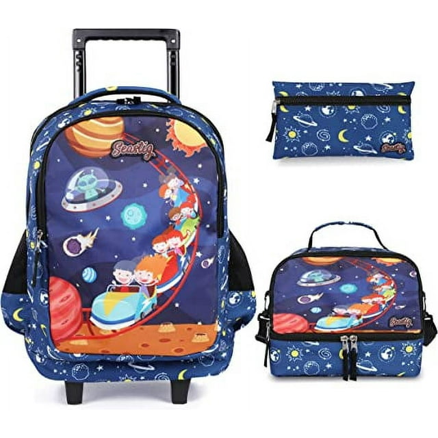 Seastig Kids Foldable Rolling Backpack, Black, 3-Piece - Walmart.com