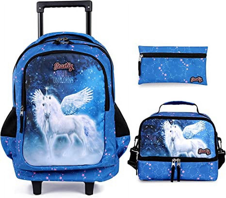 Seastig Foldable Rolling Backpack for Kids Wheeled Backpack Double ...