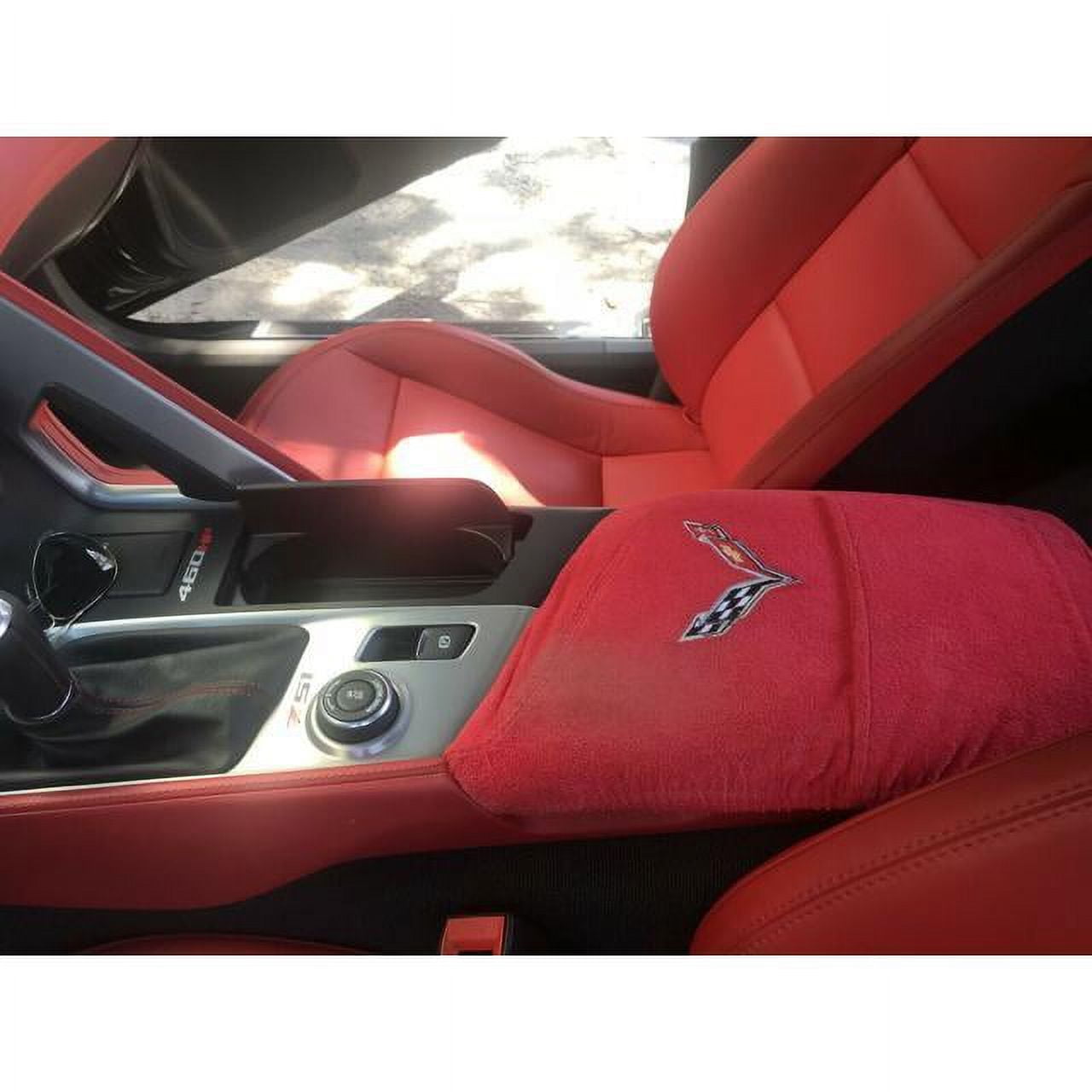 Seat Armour Console Cover with Corvette Logo - Red Fits C7 Corvette ...