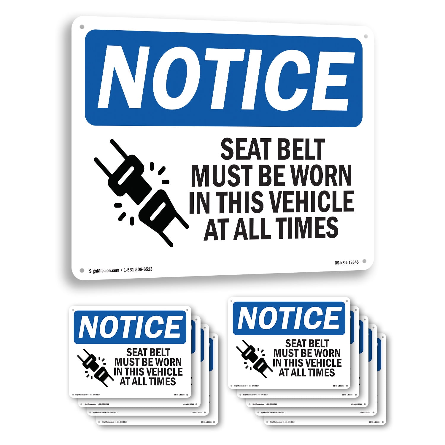 Seat Belts Must Be Worn In This Vehicle OSHA Notice Aluminum Sign 14 ...