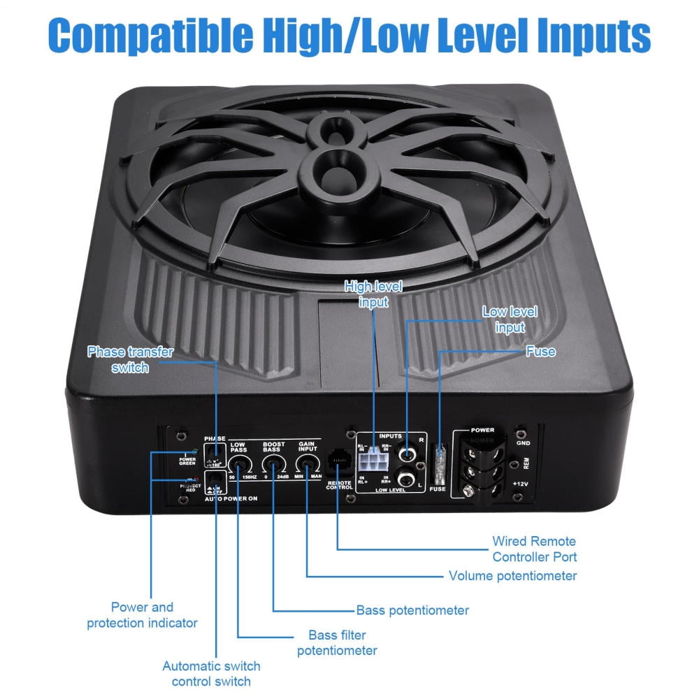 Under Seat Car Subwoofer 800W Active Powered Underseat Subs with Amp ...