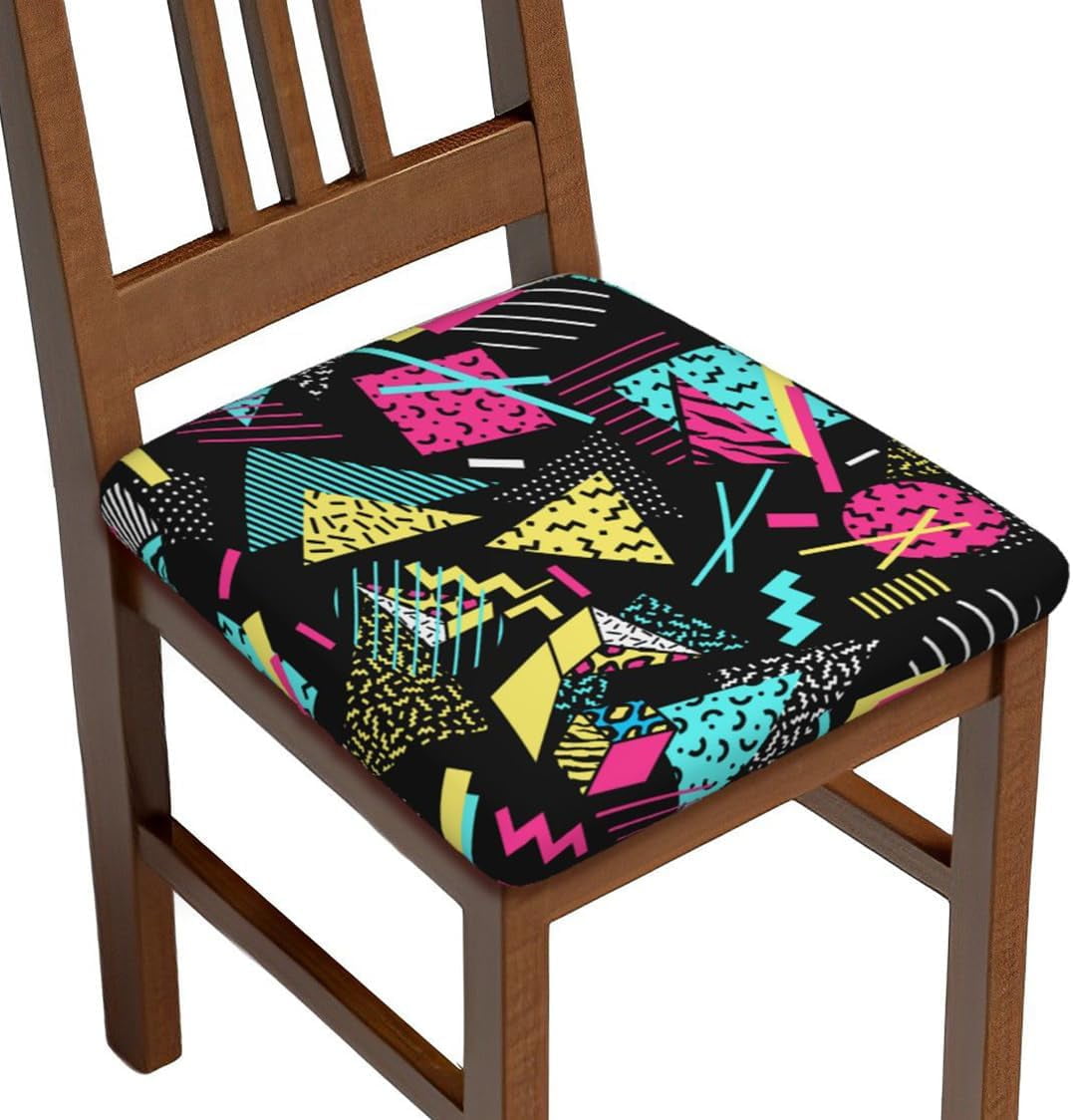 Seat Covers for Dining Room Chairs Set of Set of 6, 80s 90s Retro Neon ...