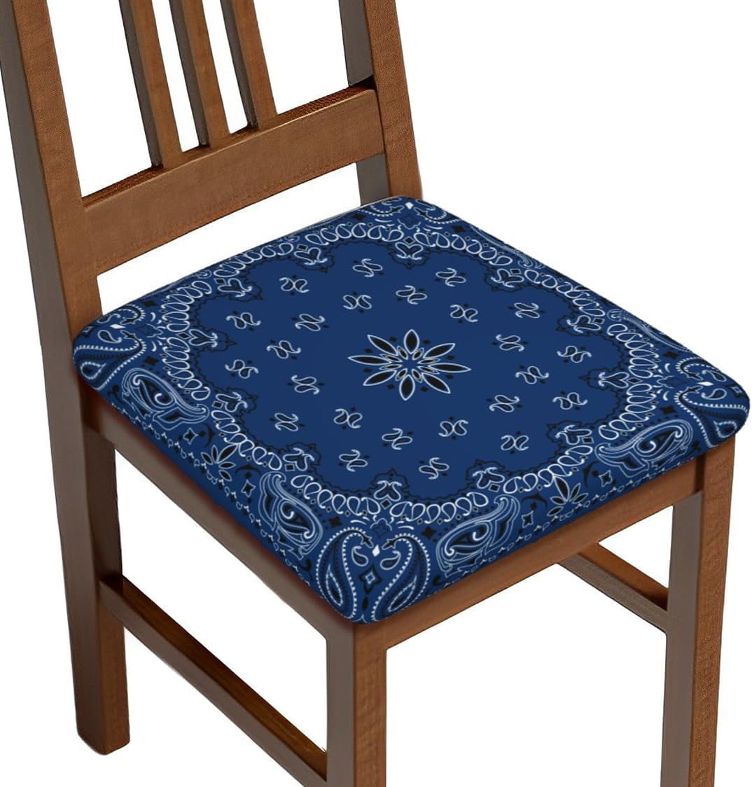 Seat Covers for Dining Room Chairsset of Set of 4, Blue Paisley Scarf ...
