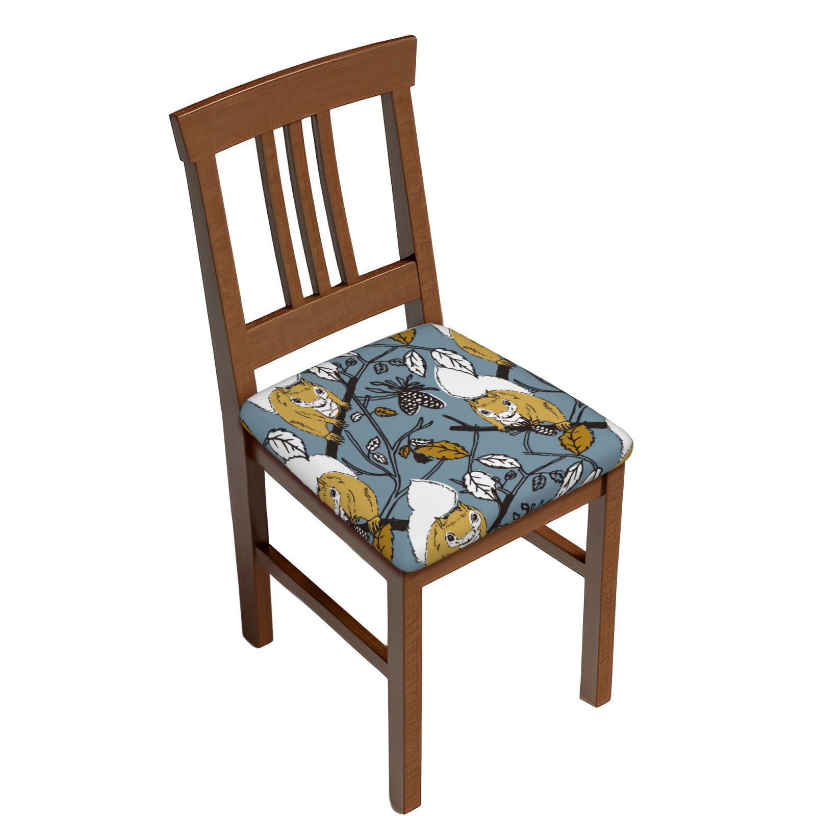 Seat Covers - Painted cute squirrel pine cone Stretch Chair Covers for ...