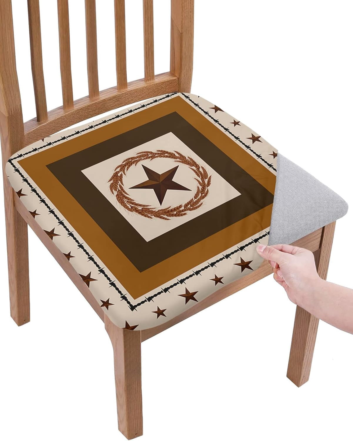 Seat Covers Set of 6 Western Texas Star Chair Seat Covers for Dining ...