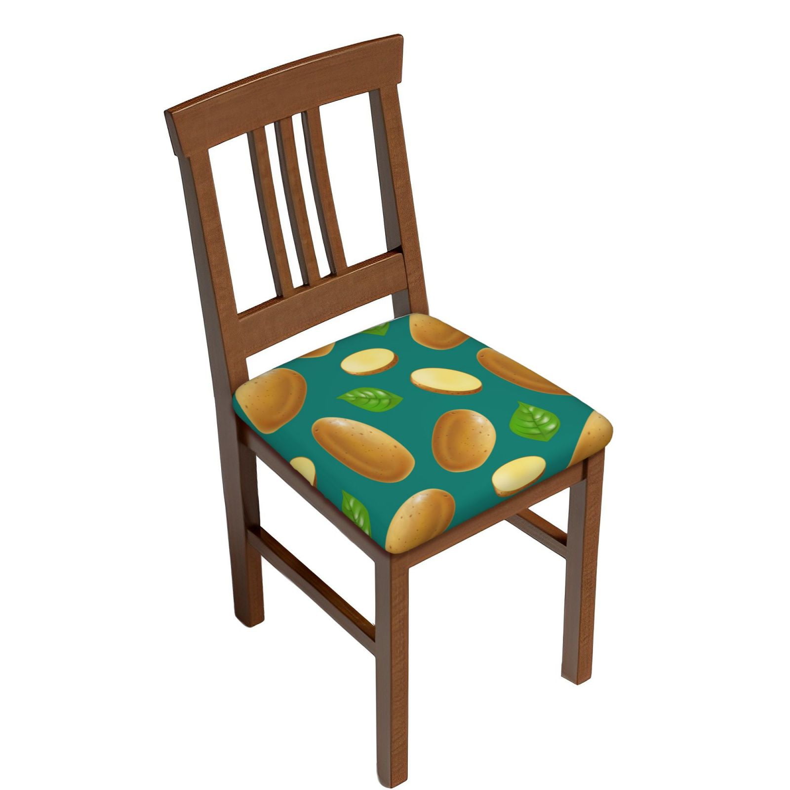 Seat Covers - cartoon Potato leaf Stretch Chair Covers for Dining Chairs Washable Chair Seat ...